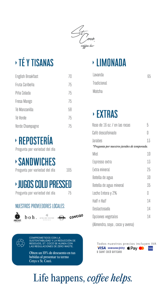 MENÚ CETYS UNIVERSIDAD – Saint Cocó Coffee Bar